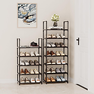 Hockmez 5-Tier Small Shoe Rack,Stackable Shoe Shelf Storage Organizer for Entryway Hallway Closet Bathroom Living Room(Black-5Tier)