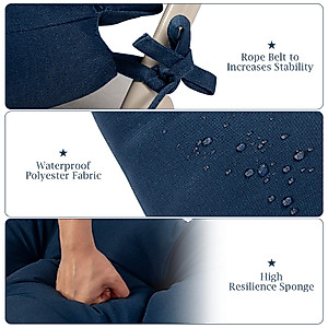 Giantex Tufted Outdoor Patio Chair Cushion 4.5", High Back Chair Cushion with 4 String Ties, Patio Seat Cushion for Swing Bench Wicker Seat Chair (Navy)