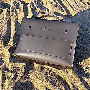 VALITY Vegan Leather Briefcase Laptop Messenger Travel Office Computer Bag 15.6 Inch for Men and Woman (Space Grey)