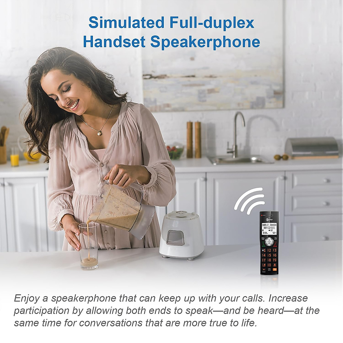 AT&T CL82267 DECT 6.0 2-Handset Cordless Phone for Home with Answering Machine, Call Blocking, Caller ID Announcer, Intercom and Long Range, Black & Wood Grain Finish