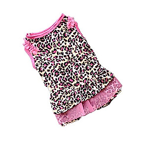 HonpraD Shirts Summer Apparel Small Puppy Pet Leopard Dress Cat Cute Clothes Pet Clothes Dog Service Vest with Name Embroide