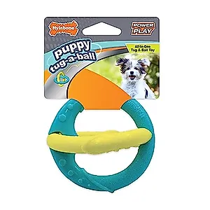 Nylabone Power Play Puppy Tug-a-Ball - Puppy Tug Toy - Interactive Puppy Enrichment Toys - Puppy Must Haves (1 Count)