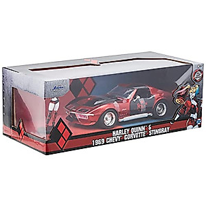 Jada 1:24 Diecast 1969 Chevy Corvette Stingray with Harley Quinn Figure