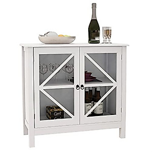 SEASD Living Room Wooden Sideboard Floor Standing Kitchen Storage Cabinet with Double Glass Doors Console 31.5x29.9x14.37in (Color : E, Size : As Shown)