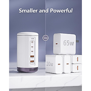100W USB Tower Charging Station,5 Port USB C Charger Block for Multiple Devices iPhone 15/15 Plus/15 Pro/15 Pro Max/MacBook Air Pro/Samsung/Tablet (Purple)