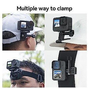 Head Strap Mount with Cap Clip, Quick Release Head Belt Mount Compatible with GoPro Hero 11/10/9/8/7/6/5, Fusion, Max, DJI OSMO and Most Action Cameras