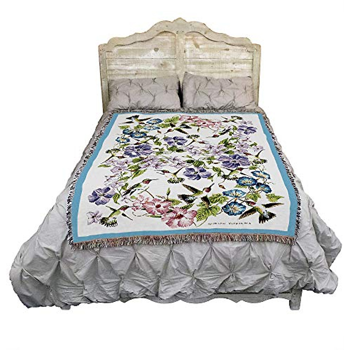 Pure Country Weavers Hummingbirds Blanket by Elena Vladykina - Bird Garden Floral Gift Tapestry Throw Woven from Cotton - Made in The USA (72x54)