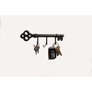 FantasHome Classic Key Design Wall Mounted Hook Rack with 3 Hooks – Black