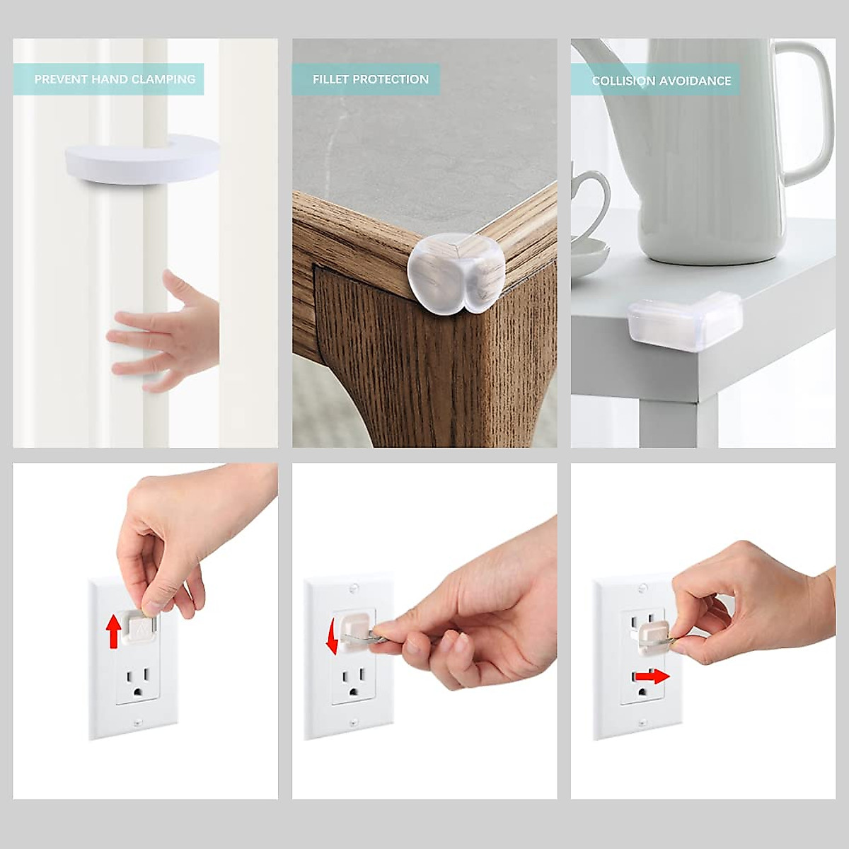 Baby Proofing Kit - Magnetic Cabinet Locks Adjustable Safety Latches for Cabinets & Drawers, Corner Protector, Outlet Covers and Door Finger Pinch Guard -Complete Baby Safty Kit (50 Pack)