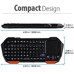 Fosmon Mini Bluetooth Keyboard (QWERTY Keypad), Wireless Portable Lightweight with Built-In Touchpad, Compatible with Apple TV, PS4, HTPC/IPTVVR Glasses, Smartphones and more