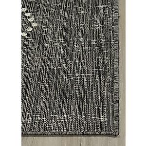 FH Home Flat Woven Outdoor Rug - Waterproof, Easy to Clean, Stain Resistant - Premium Polypropylene Yarn - Boho Moroccan - Porch, Balcony, Laundry Room - Ariana - Charcoal - 2ft 7in x 4ft 11in