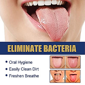 Tongue Cleansing Gel, 50g Ergo Handle 2 Pcs Oral Refreshing Tongue Scrubber Brush Adult Plaque Removal Kit for Bad Breath