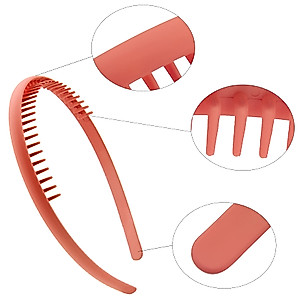 Duufin 12 Pieces Hair Headbands with Teeth - Non-Slip Plastic Comb Headbands for Girls and Women in 12 Colors