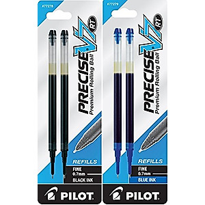 Pilot Refill for Precise V7 RT Rolling Ball, Fine, Black & Blue Ink, 2/pack