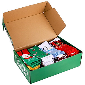 Cooraby 24 Pairs Women Christmas Socks Warm Cotton Crew Xmas Socks for Girls Women Christmas Gifts