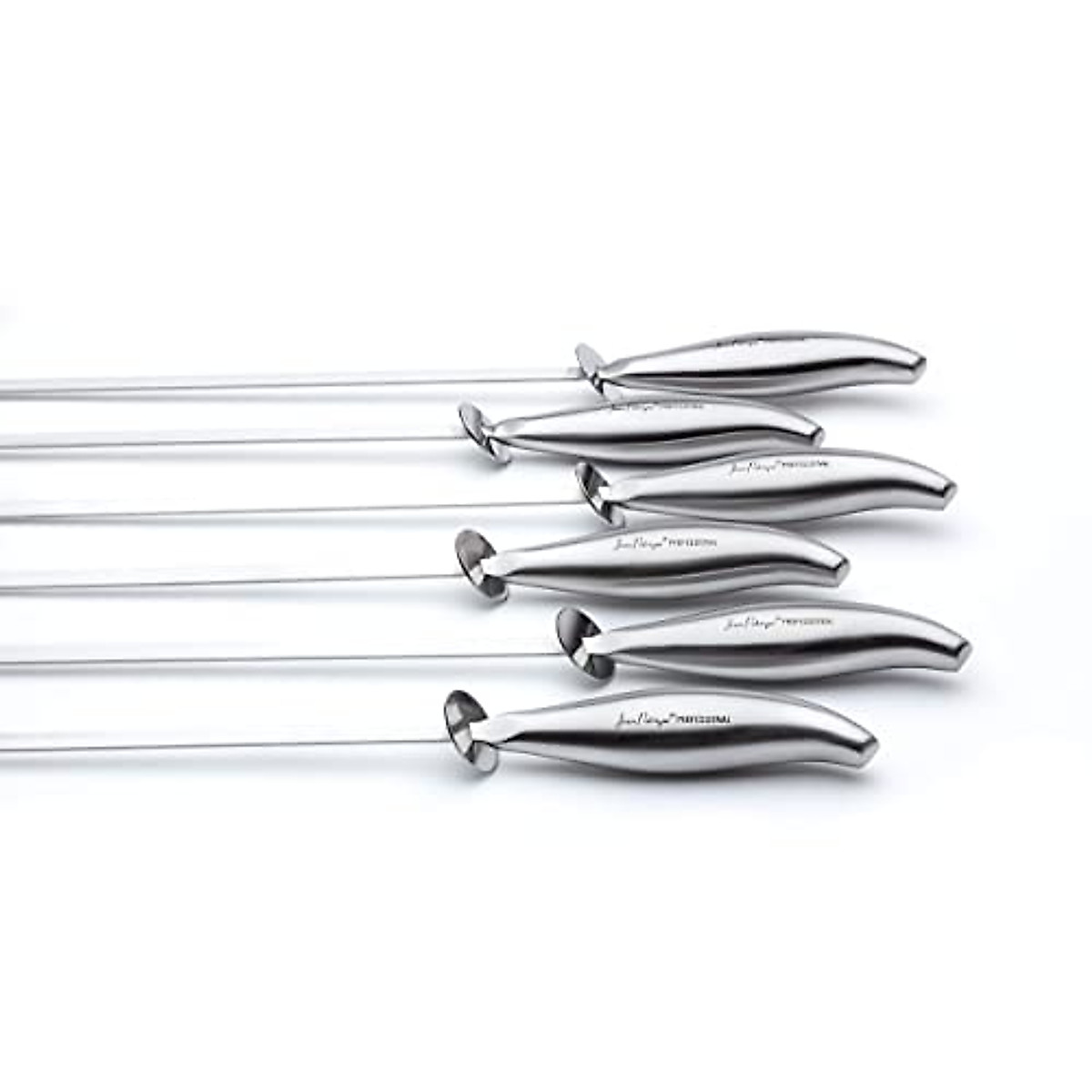 Professional Chef's Stainless Steel BBQ Skewers - Set of 6 | Reusable metal kebab skewers with a unique easy-slide design | From Jean Patrique