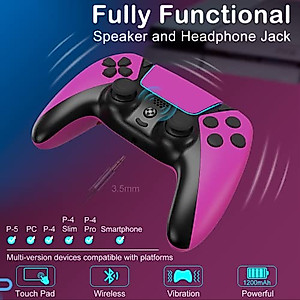 YU33 Ymir Scuf Wireless Controller Works with Modded PS4 Controller, Elite Control Remote Fits Playstation 4 Controller, Joystick/Controles de Pa4 with Mapping/Turbo/1200 mAh Battery, Rose Red/Pink