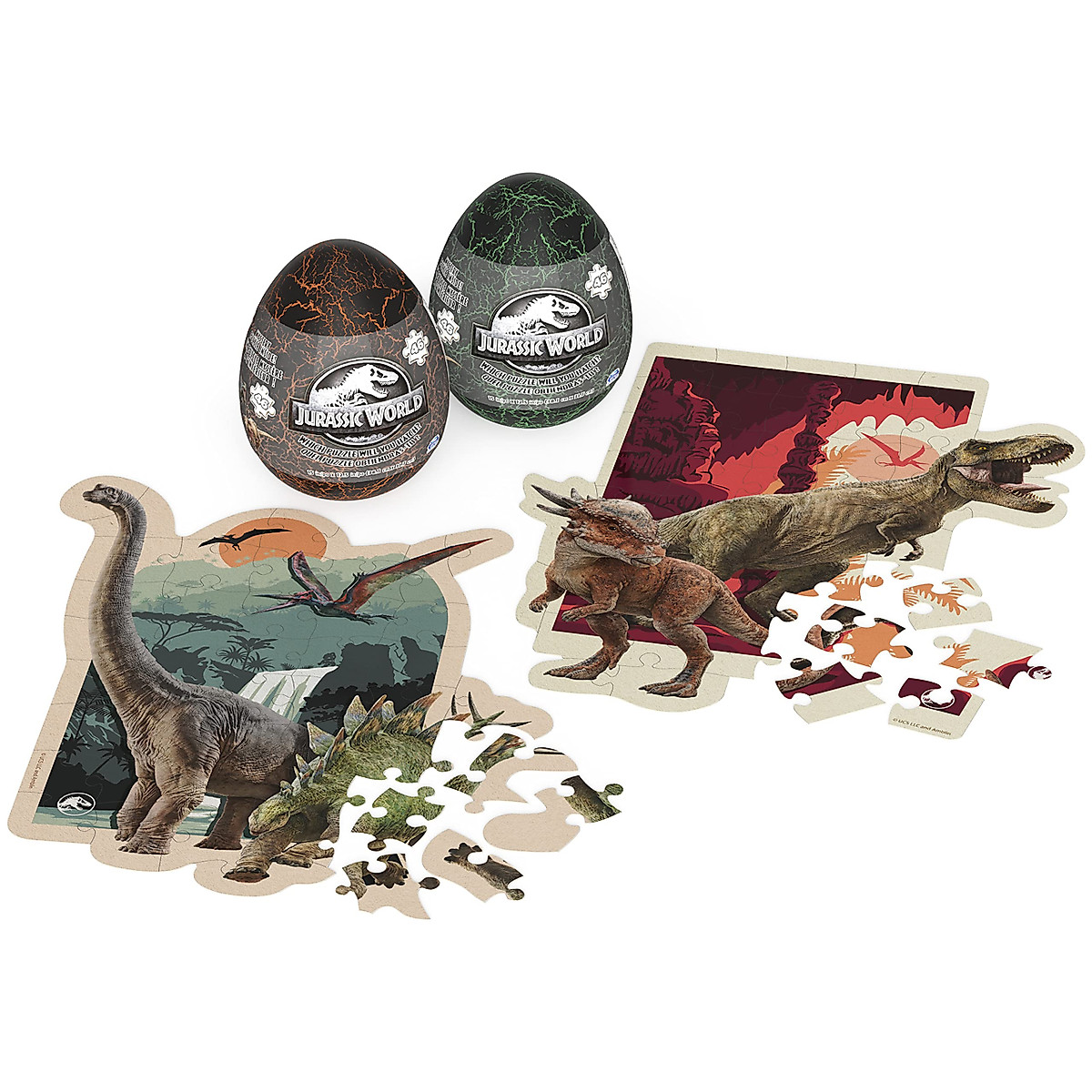 Jurassic World, 2 Mystery Puzzle Bundle 46-Piece Jigsaw Activity Dinosaur Park Movie in Egg, for Adults & Kids Ages 4 and up