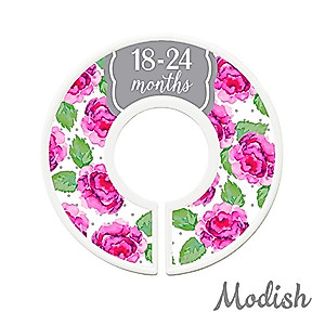 Modish Labels Baby Clothes Size Dividers, Baby Closet Organizers, Size Dividers, Baby Closet Organizers, Closet Dividers, Clothes Organizer, Nursery, Girl, Boho, Flowers, Roses, Dots (Baby)