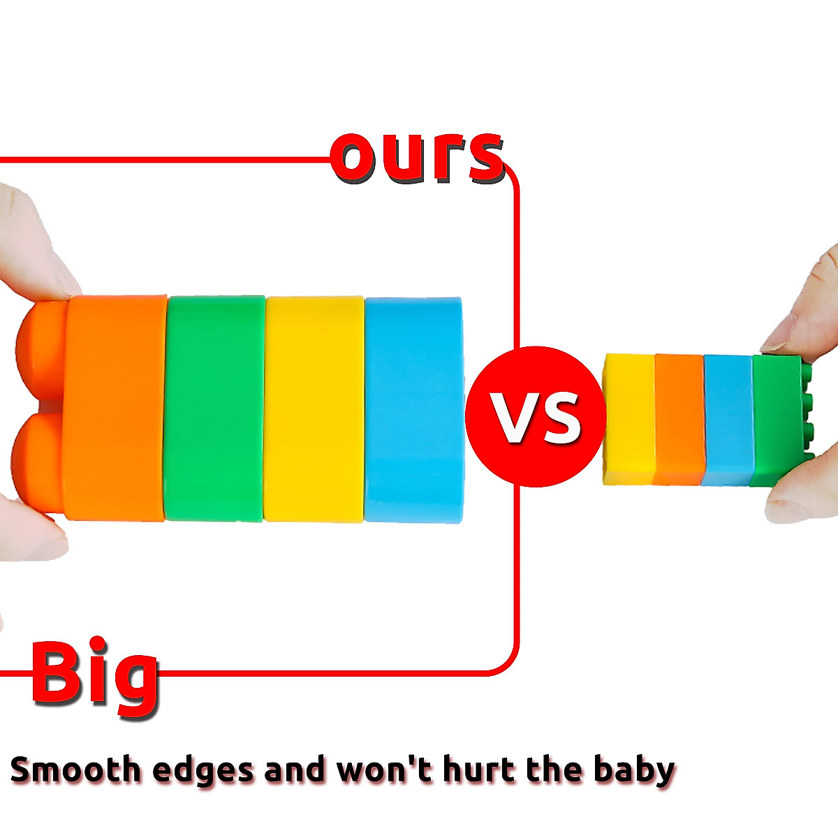 RAINBOW TOYFROG Building Blocks Toys for Toddlers–Educational Development STEM Toys–Safe Skill Building Toys for Boys&Girls – Set of 74pcs with Alphabet &Umber Stickers – Included Storage Bag