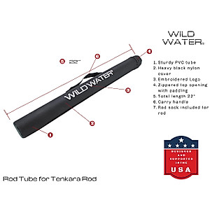 Wild Water Fly Fishing Tenkara Rod, 6 Foot, 5 Section IM8 Graphite Telescopic Rod with Cork Handle, Hard Tube Rod Case and Knitted Rod Sock