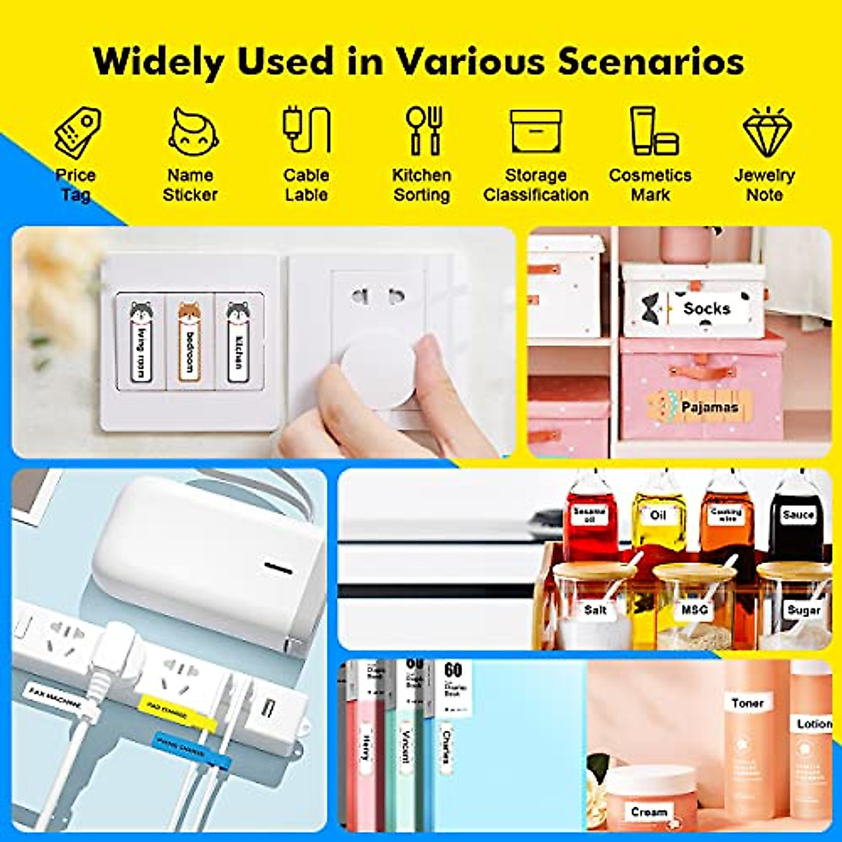 Label Maker Machine with Tape, Wireless Bluetooth Portable Mini Cute Sticker Handheld 0.6 Inch Label Printer, Compatible iOS&Android, for Home&Office (Green)