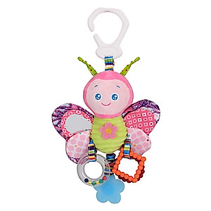 D-KINGCHY Baby Toys Car Seat Stroller Toy Plush Hanging Toy Animal Stuffed Hanging Rattle Toys Newborn Crib Bed Around Toy with Teether Rattle Sound for 0-3 Years Old (Fish)