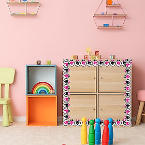 Whaline 32.8Ft Girl Princess Bulletin Board Border Pink Black Magic Mirror Girl Die Cut Trim Border Roll for Classroom Home Pink Girl Birthday Party Supplies