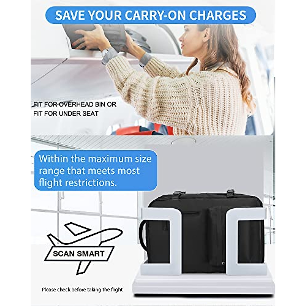 winspansy Large Travel Backpack for Women Men Carry on Backpacks Waterproof Flight Approved Personal Item Bags Luggage Backpacks Fit for 17 Inch Laptop Business Work,Mochila de Viaje