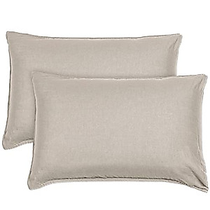 PHF 100% Linen Pillowcases Standard Size, Set of 2, No Insert, Washed French Flax Pillow Cases with Envelope Closure, Luxurious Breathable Comfy Pillow Shams, 20" X 26", No Filling, Linen Basic