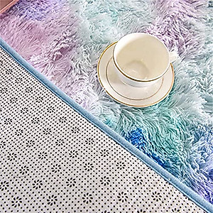 A Nice Night Shaggy Fluffy Faux Fur Area Rug Door Mat,Tie Dye Style,Softest, Luxurious Shag Carpet Rugs for Bedroom, Living Room, Luxury Bed Side Plush Carpets, Rectangle (Light Purple, 3' x 5')