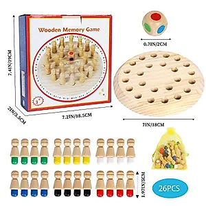 TOWO Wooden Memory Games for Children - Family Board Games for Kids and Adults -Wooden Mind Games for 3 Years Old- Wooden Educational Toys