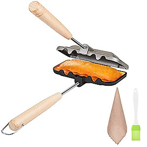 Double Sided Sandwich Baking Pan Set Double Sided Frying Pan with Removable Handle Non Stick Pans Aluminum Flip Grilled Cheese Pan Breakfast Sandwich Maker with Brush and Dishcloth for Panini Pancake