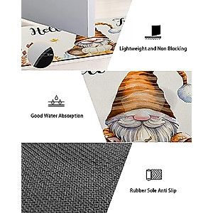 Thanksgiving Gnomes Bath Mat for Tub,Non Slip Bathroom Floor Runner Rug Quick Dry & Absorbent Diatomaceous Earth Shower Sink Kitchen Washable Doormat,Fall White Pumpkin Autumn Maple Leaves 18"x47"