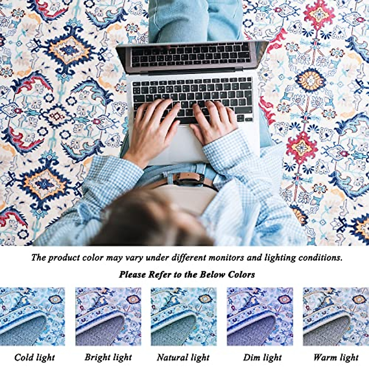 LNYANER Area Rugs 2x3,Washable Ultra-Thin Small Entryway Rug Throw Rugs for Kitchen Bedroom,Indoor Non Slip Boho Accent Carpet Door Mat for Farmhouse Entry Bathroom,Navy Blue