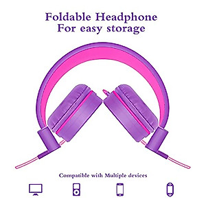ELECDER i37 Kids Headphones for Children Girls Boys Teens Foldable Adjustable On Ear Headphones with 3.5mm Jack for Cellphones Computer MP3/4 Kindle School