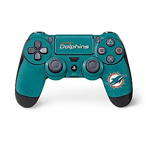 Skinit Decal Gaming Skin Compatible with PS4 Controller - Officially Licensed NFL Miami Dolphins Distressed- Aqua Design
