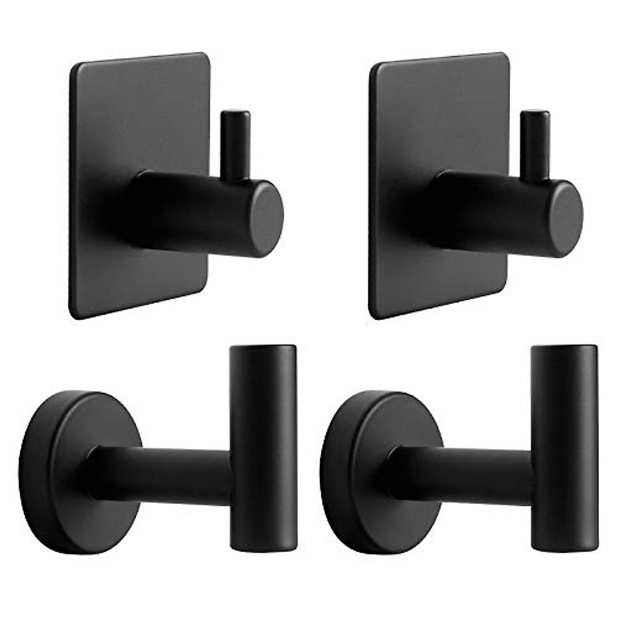 Siyzda 4 Pack Towel Hook Set, SUS 304 Stainless Steel Heavy Duty Bath Robe Hook for Bathroom Kitchen Garage Hotel Including 2 Wall Mounted Coat Hooks 2 Adhesive Hooks