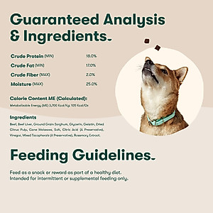 Jinx Beef Bites, Soft Jerky Dog Treats, Bite-Sized Snack, Low-Calorie and Packed with Flavor, Slow-Smoked Real Beef & Liver, No Fillers, 5oz, 6 Pack