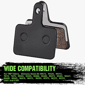 Zacro 2 Pairs Bike Brake Pads, Ceramic Bicycle Disc Brake Pads Fit for Tektro Shimano TRP Deore Br-M575 B01s Mt200 M525 M515 T615 T675 M505 M495 M486 M485, Mountain MTB Ebike Brake Pads Replacement