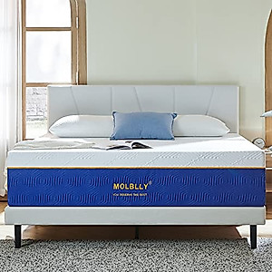 Molblly King Size Mattress, 12 Inch Cooling-Gel Memory Foam Mattress Bed in a Box,Cool King Bed Supportive & Pressure Relief with Breathable Soft Fabric Cover,Premium