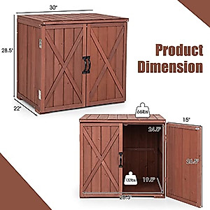 IRONMAX Outdoor Storage Cabinet, Garden Tool Shed with Magnetic Doors and Countertop, Wooden Small Storage Shed for Yard Deck Patio Backyard Poolside, 30’’ x 22’’ x 28.5’’