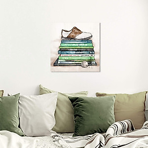 Wynwood Studio Fashion and Glam Wall Art Canvas Prints 'Golf Books' Home Décor, 20 in x 20 in, Green, Brown