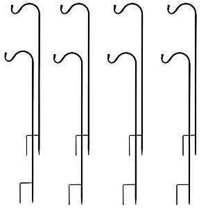 Urban Deco Heavy Duty Shepherds Hook, Adjustable Shepards Hooks for Outdoor, Premium Metal Shepherds Crook Garden Stakes 37” Inch Tall, Black Plant Hooks Pole - Pack of 8