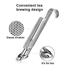 4 Pack Tea Infusers Tea Filter and 2 Brush, Stainless Steel Tea Infuser Stick Pipe Tfor Loose Tea Leaf Coffee, Seasonings and Spices，Fine Mesh Ball for Loose Tea Leaf Pincer Tea Ball Tea Filter