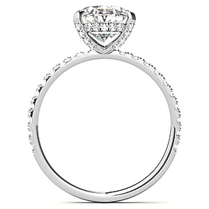 925 Silver | 10K|14K|18K Solid Gold, Handmade Engagement Rings, 3 CT Oval Cut Moissanite Solitaire Bridal/Wedding Ring for Women Anniversary Ring Gifts (10K Solid White Gold, 7.5)