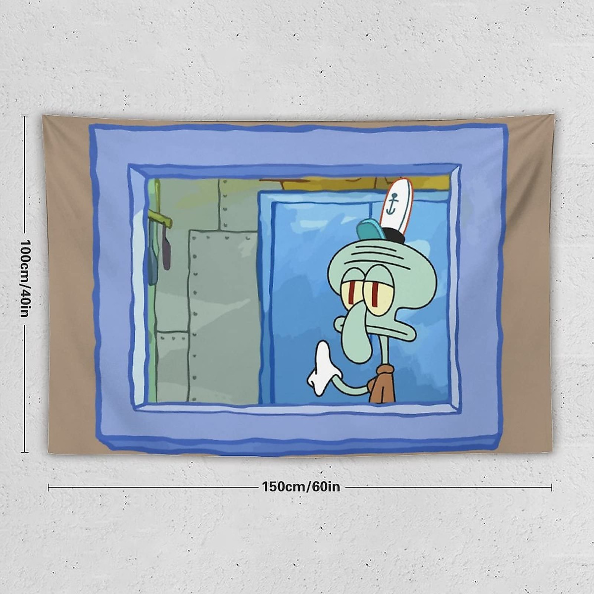 DOBOER Squidward in Window Tapestry for College Dorm, Bedroom and Living Room Home Decor, Funny Anime Wall Tapestries Hanging for Men 40"x60"