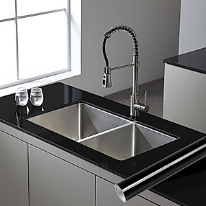 Abyssaly Black Contact Paper Peel and Stick Countertops Glossy Self-Adhesive Removable Wallpaper 15.7 in x 118 in Kitchen Contact Paper for Cabinet Vinyl Film Shelf Paper