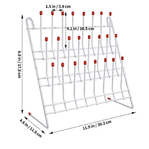 VILLCASE Drying Rack for Lab 24 Pegs Lab Glassware Rack Steel Wire Glassware Drying Rack Wall- Mount/ - Lab Glass Drying Rack White Cleaning for Laboratory Utensils