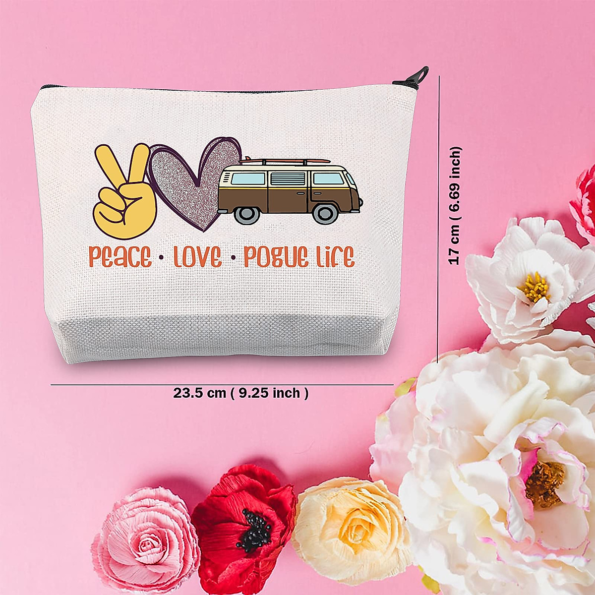 TSOTMO Pogue Makeup Bag TV Show Gift Peace Love Pogue Cosmetic Bag Hippie Gift For Pogue Fans TV Show Lovers Gift (Peace Pogue)